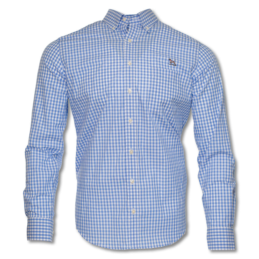Kevin's Wrinkle Free Long Sleeve Sky Blue Gingham Pointer Shirt – Kevin ...